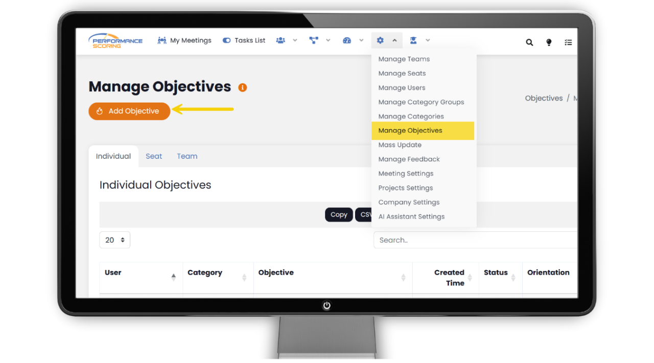 How to Add and Manage Performance Objectives